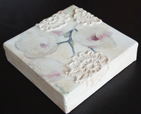 SALG! -10% Mixed Media Maleri- Faded Orchid 3 (av 3 - Epla