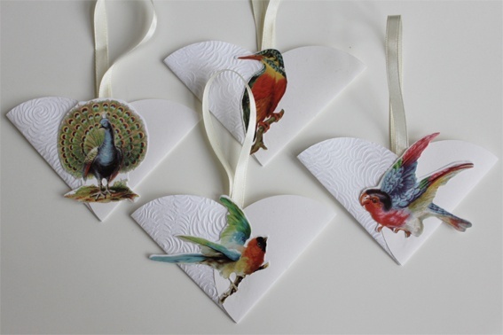 4 julehjerter med glansbilde - Epla