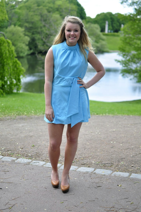 Isblå vintagekjole fra 60-tallet, M - Epla