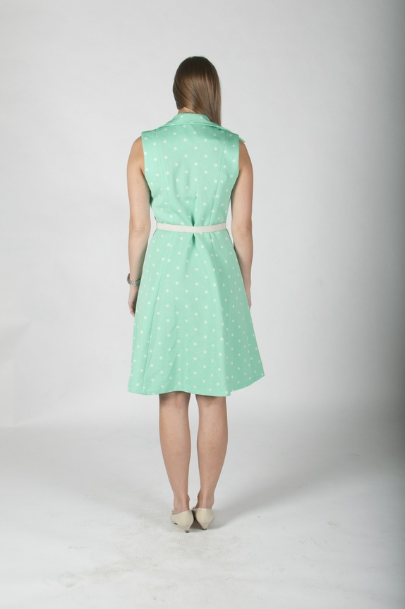 Turkis vintage 60-talls kjole med polkadotter, M/L - Epla