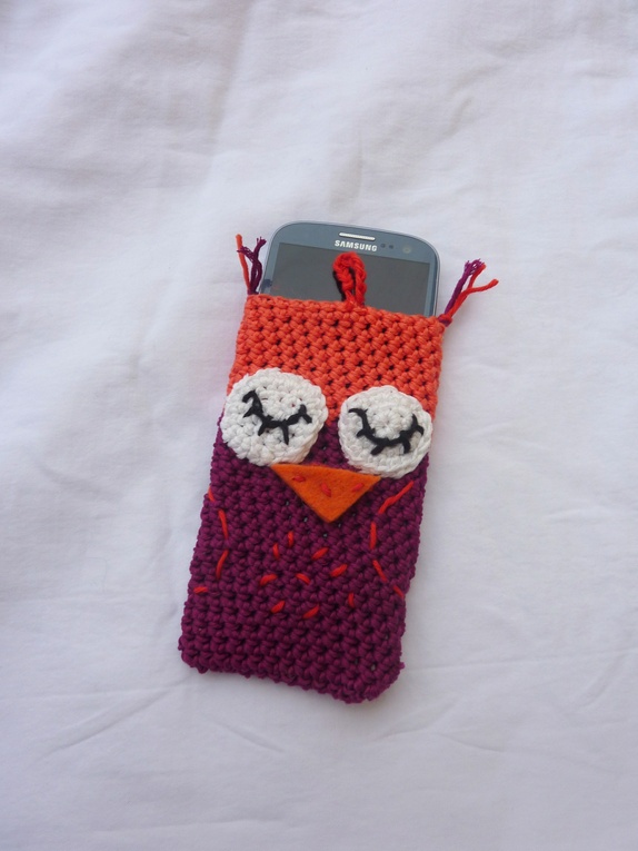 SØT UGLE mobiletui/ I phone etui i lofri bomull - Epla