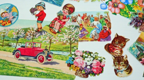 Glansbilder, mange eldre - Epla