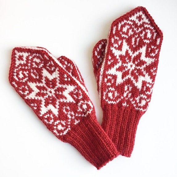 Selbuvotter, mørkerøde, str S/M - Epla