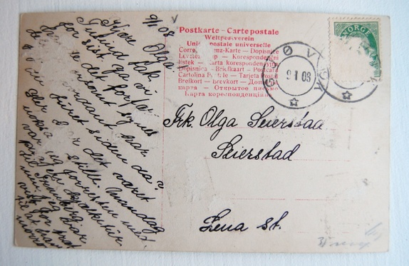 Postkort med jente fra 1908 - Epla