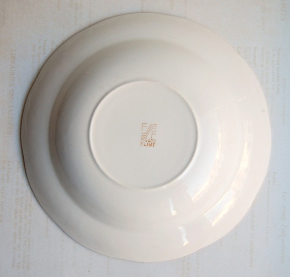 Figgjo dessertskål med gullmønster, frukt og blomster. - Epla