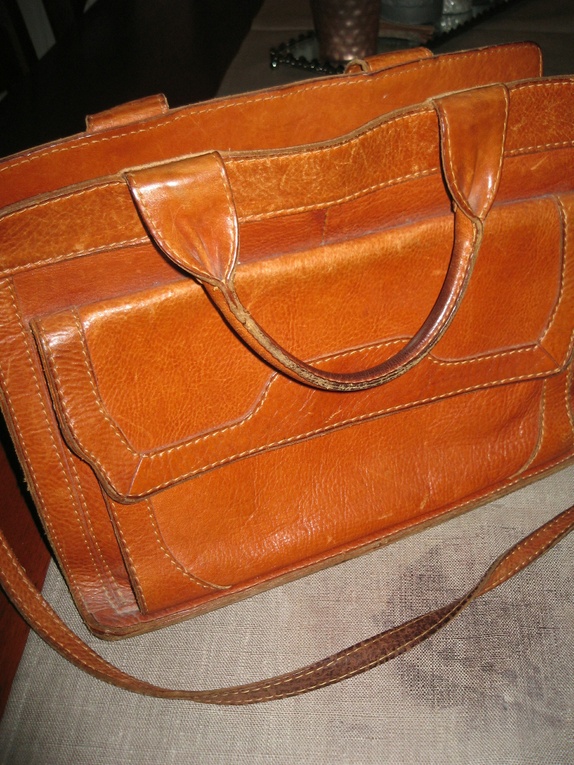 Skulderveske i ekte lær, vintage - Epla