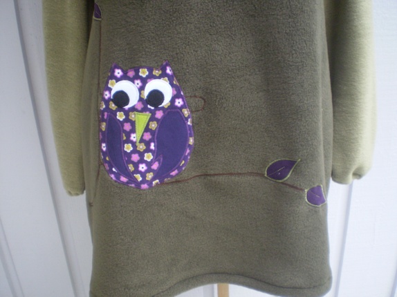 Fleece tunika str 44 med ugle - Epla