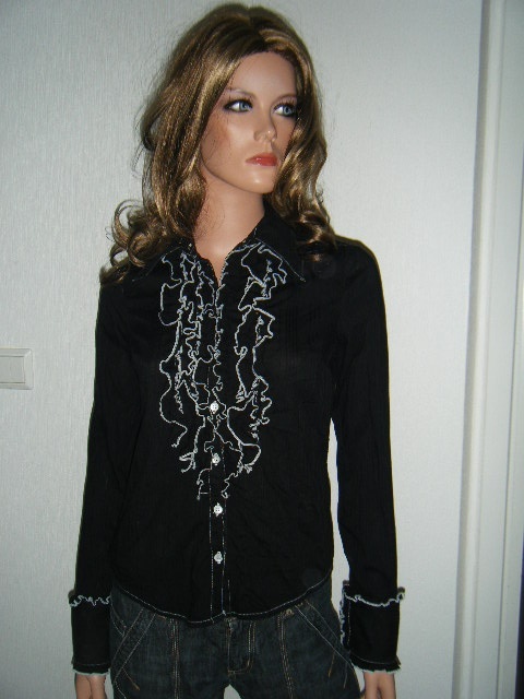 Bluse med rysjer, str 34 - Epla