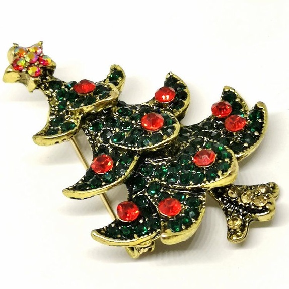 Du grønne glitrende tre - blingbrosje - Epla