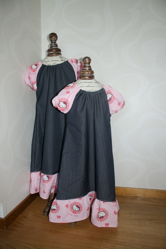 SOMMERSALG, Pinstripe olakjole med Kitty, str 6-7 år - Epla