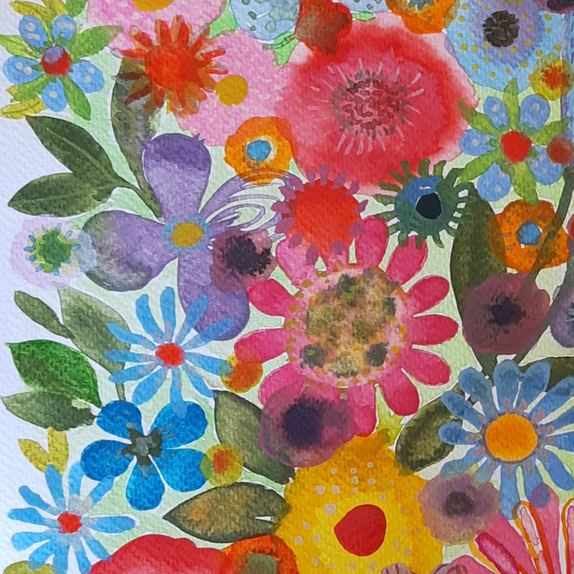 Blomster - A3 - Original akvarell - Epla