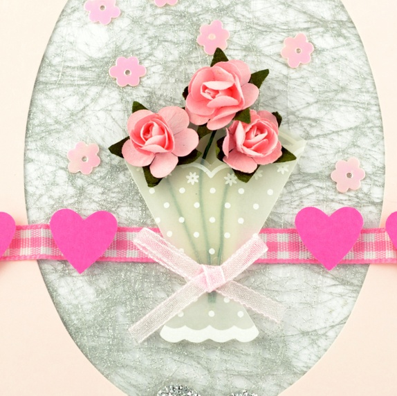 Rosa romantisk kort med roser "For you" - Epla