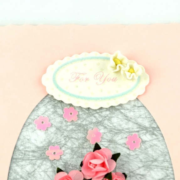 Rosa romantisk kort med roser "For you" - Epla