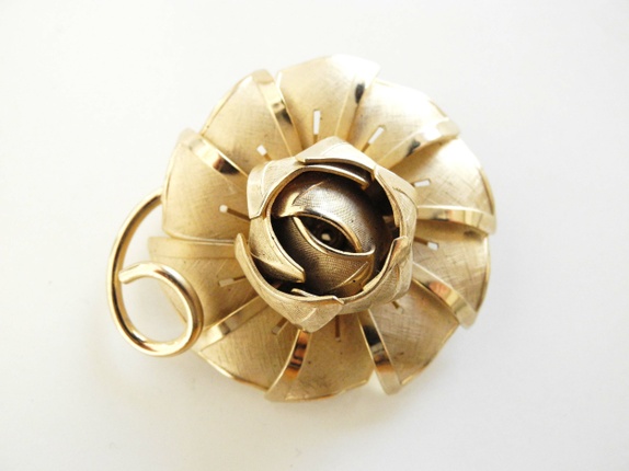 vintage brosje, gull rose - Epla