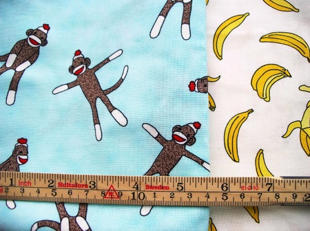 MODA :"Funky Monkey" stoff Bananas creme & funky monkey sock blue stoff ...