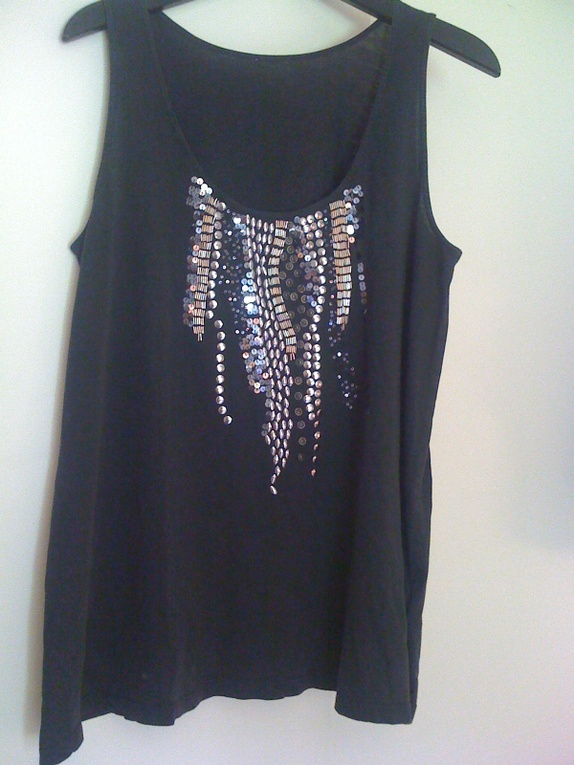 Sort singlet med paljetter - Epla