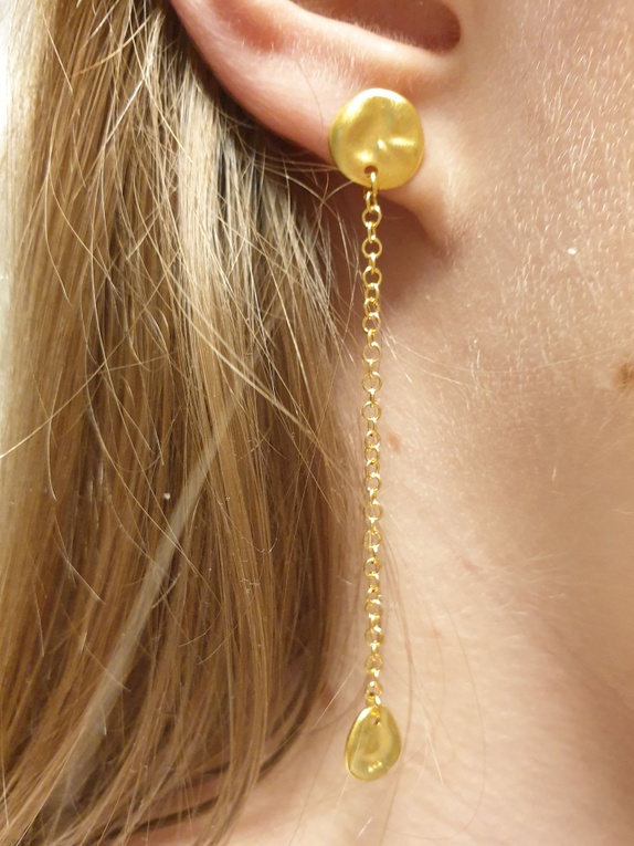 Kule hengeøredobber, matt gull - Epla