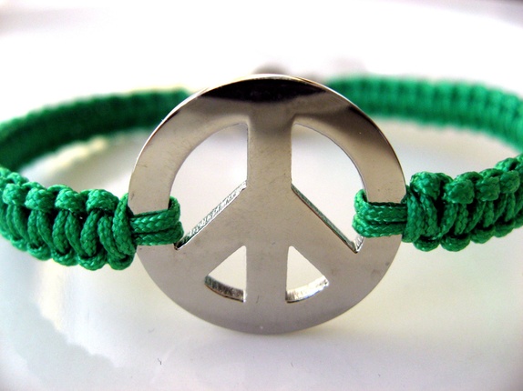 Grønt peace-armbånd, str. S - Epla