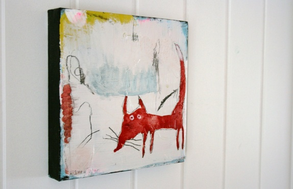 "Reven rasker" - originalt mixed media maleri 25x25x4 cm - Epla