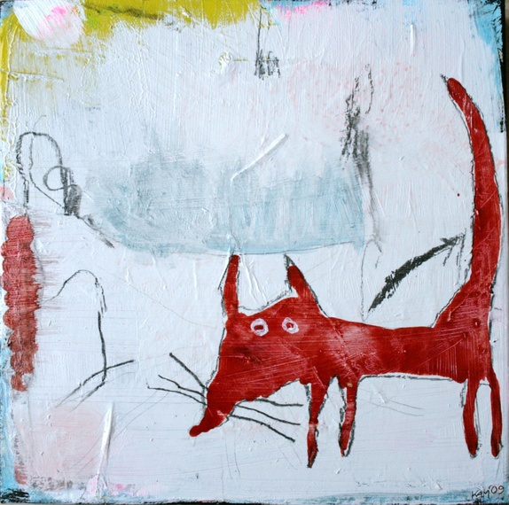 "Reven rasker" - originalt mixed media maleri 25x25x4 cm - Epla