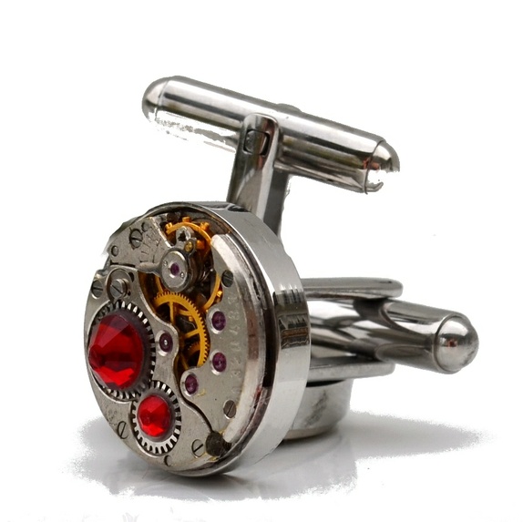 Steampunk mansjettknapper - rød - Epla