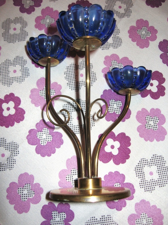 Vintage lysestake med glassmansjetter... - Epla