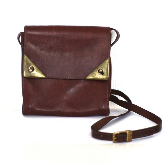 Trendy vintage skulderveske i brunt skinn - Epla