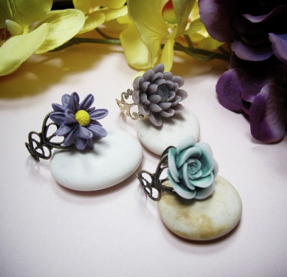 Tre Ringer "Tre Filigranringer med Tre ulike Blomster" - Epla