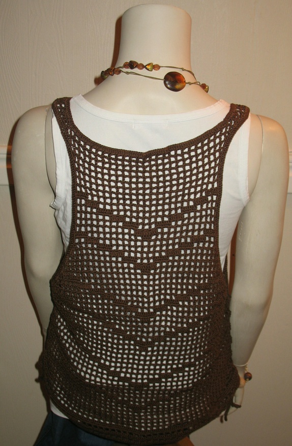 'MØRK SJOKOLADE' heklet topp (Str. M) - Epla