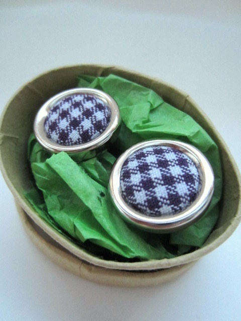 Mansjettknapper - lilla og hvite ruter - Epla