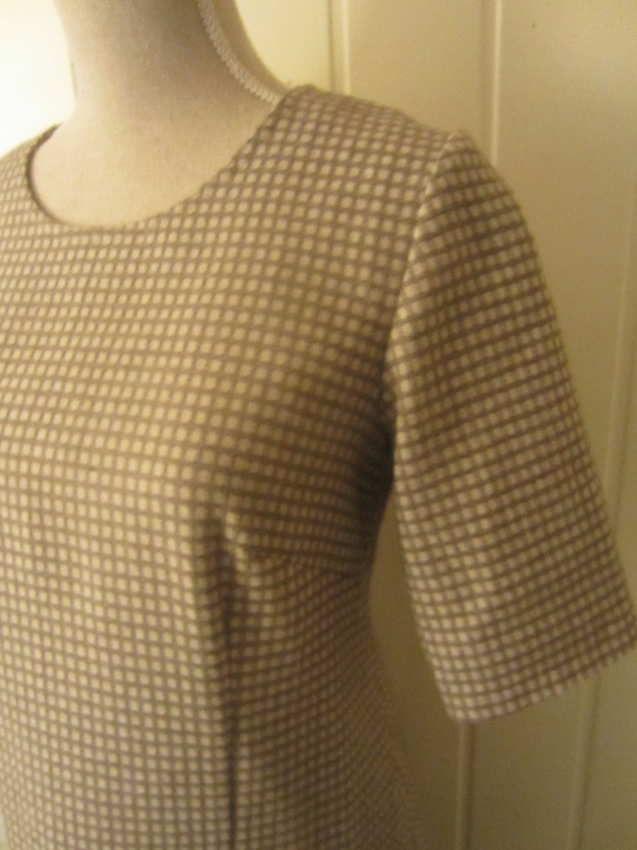 Vintage 60-talls kjole, beige/hvit rutet - Epla