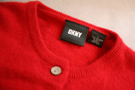 Rød kashmir cardigan genser DKNY - Epla
