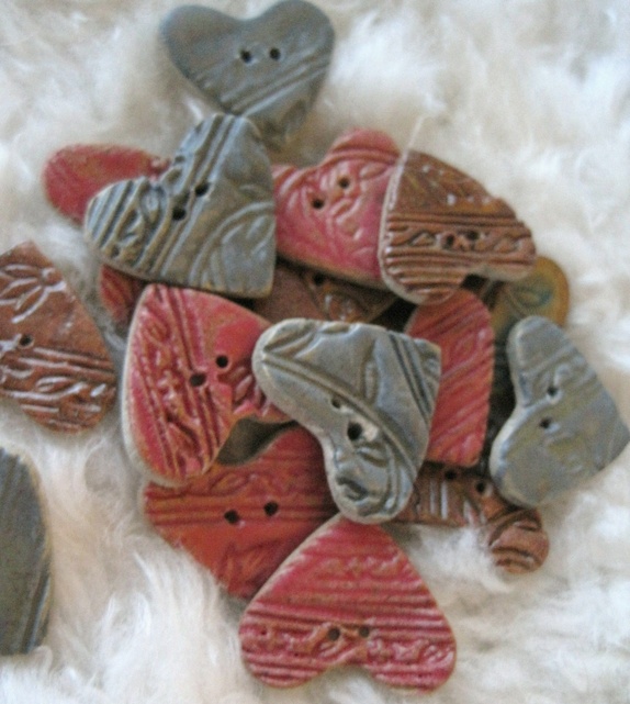 Hjerteknapper i steingods - Epla