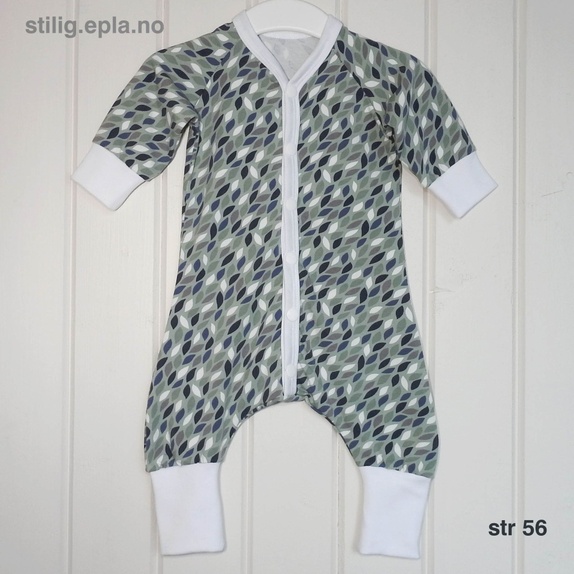 Bomullsjersey - mønstret lys støvgrønn - Epla