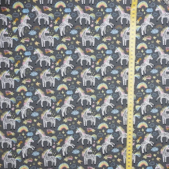 Bomullsjersey - enhjørning regnbue - Epla