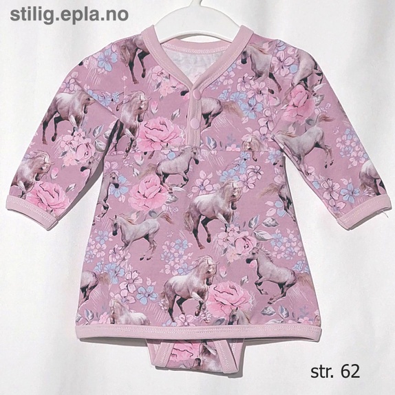 Bomullsjersey - hester og blomster - Epla