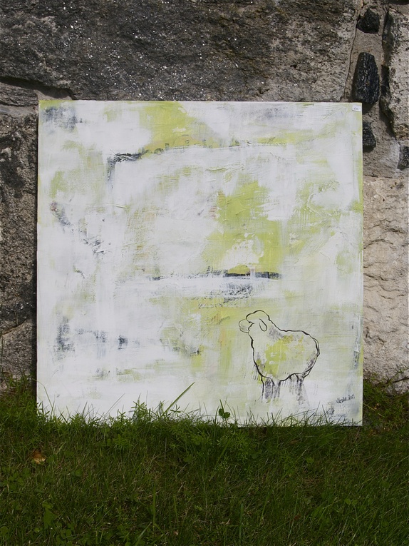 "Lykkelig sau" Maleri Original - Epla