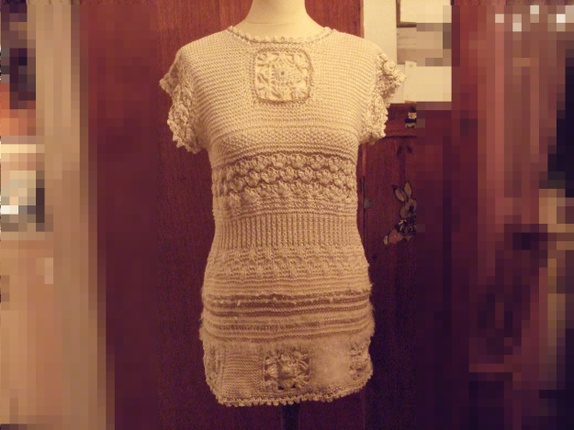 Naturhvit strikket og heklet topp - Epla