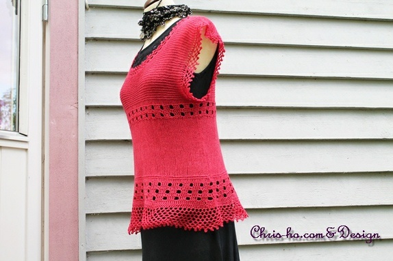 Florlett, rød og strikket topp (str. 36 - 42) i silke, kashmir og bomull - Epla