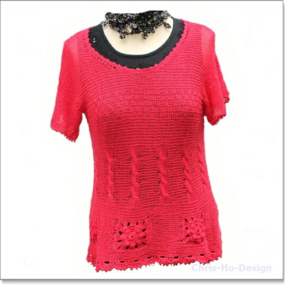 "Blomstertopp" str. 36 - 40 i kashmir,silke og bomull - Epla