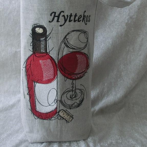 Gavepose i lin til vinflaske - Epla