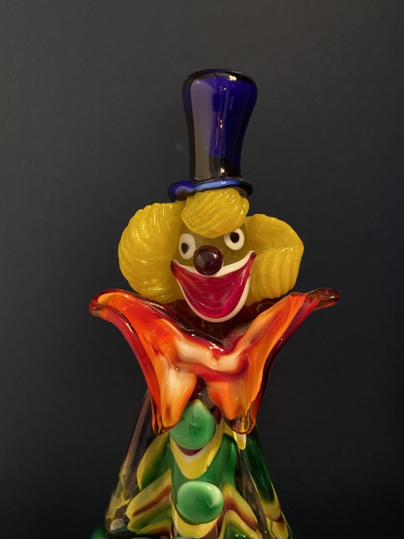 Fargerik og glad klovn, Muranoglass fra Venezia - Epla