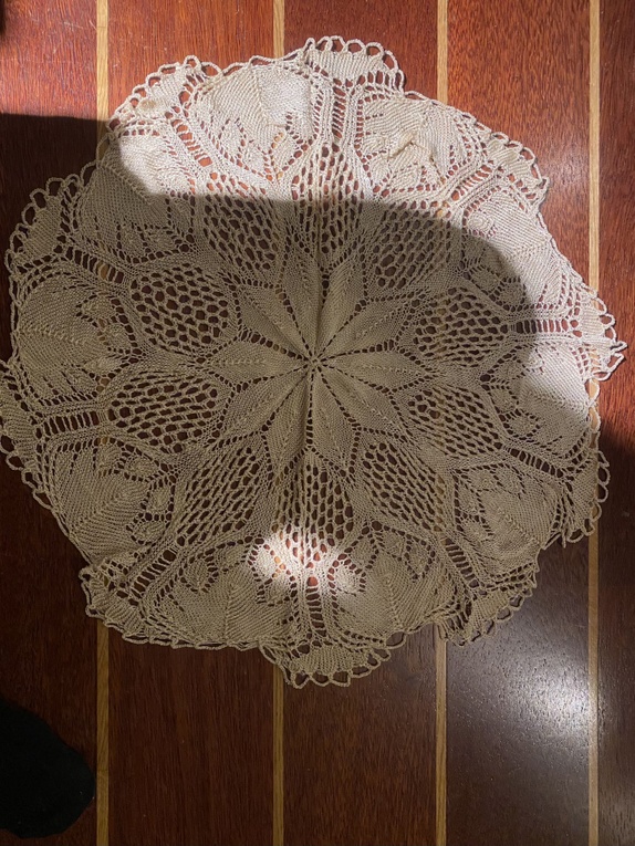 Vintage, strikket, rund duk - Epla