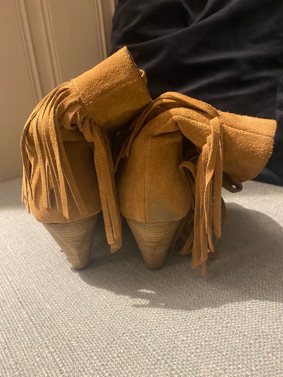 Bullboxer støvletter med hæl og frynser, Str 38 - Epla