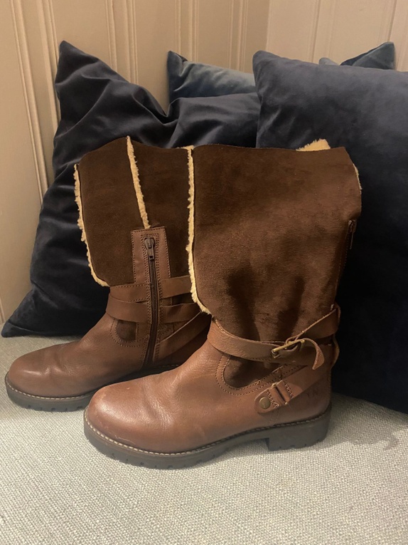 Weinbrenner støvletter i semsket skinn og lær, Str 38 - Epla