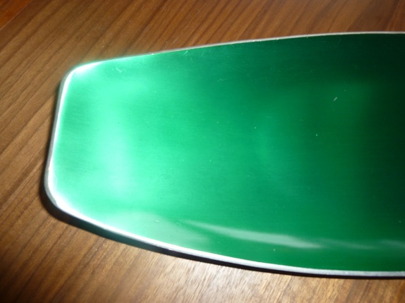 Grønt, rektangulært emaljert fat, (emalje) - Epla
