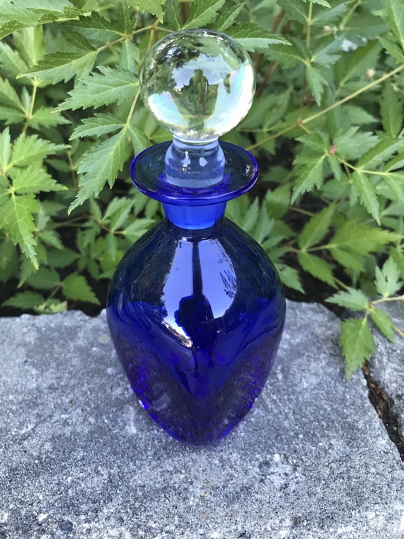 Blå glassflaske med glasskork - Epla