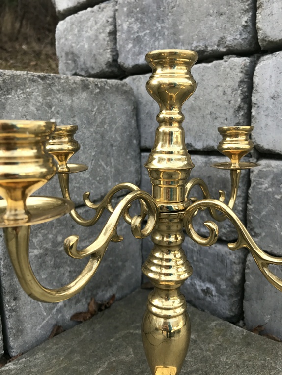 FØR Kr 390,- Stor, blank messing kandelaber - Epla