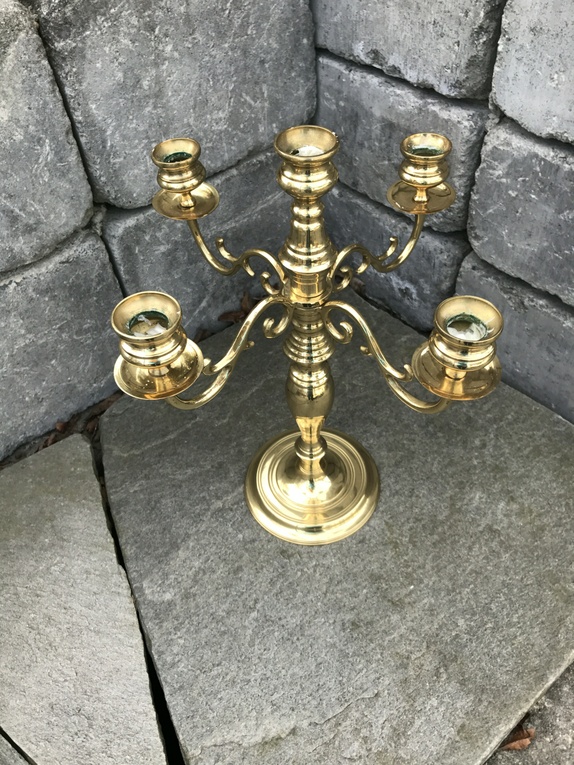 FØR Kr 390,- Stor, blank messing kandelaber - Epla