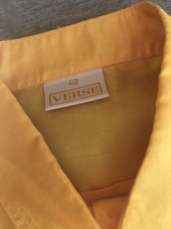 Sommergul, vintage bluse med flott brystlomme, Str 42 - Epla